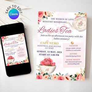 Ladies Tea Event Flyer Ladies Tea Event Ticket Women's Ministry Tea ...