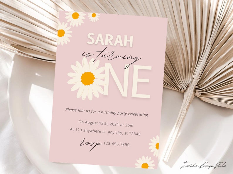 Retro Daisy Birthday Invitation Retro Daisy One Birthday - Etsy