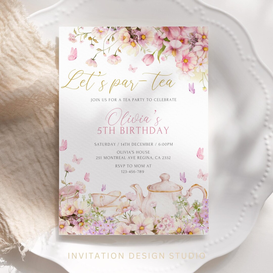 Editable Tea Party Birthday Invitation Afternoon Tea Party Invitation ...