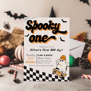 Spooky One Birthday Invitation Boy Halloween Birthday Invitation Spooky ...