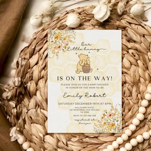 A Little Hunny is on the Way Baby Shower Evite Classic Winnie the Pooh ...