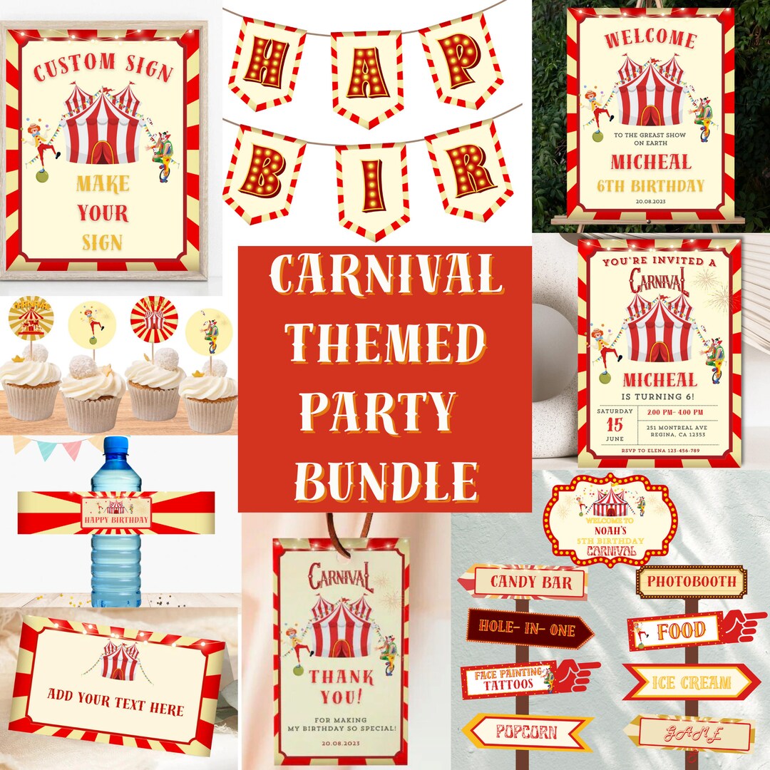 Circus Party Bundle Carnival Birthday Bundle Circus Theme Decor ...