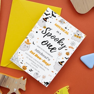 Editable Halloween Cute Spooky Invite Boy Spooky Invite 1st Birthday ...