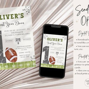 First Year Down Birthday Invitation First Down Birthday Invitation ...