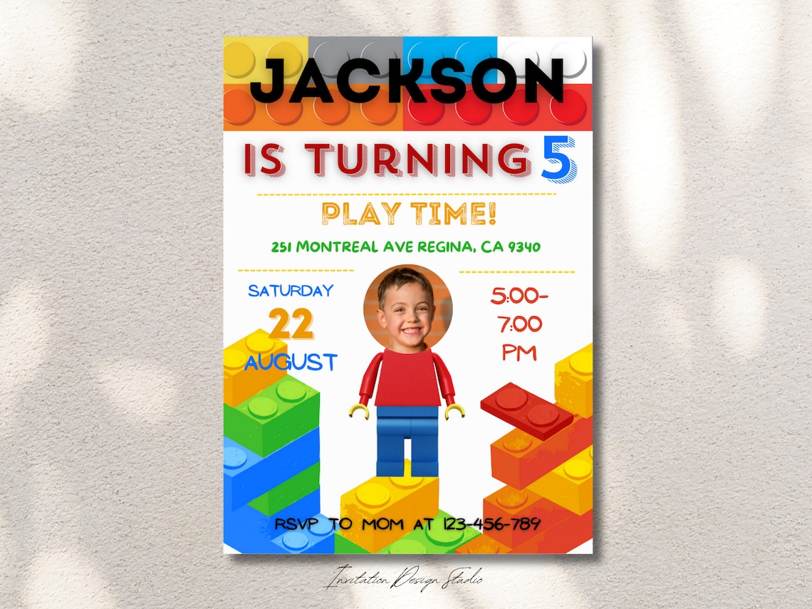 Building Blocks Birthday Invitation Bricks Party Invite - Etsy