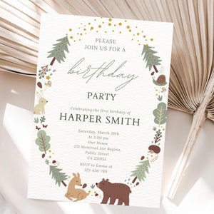Editable Woodland Birthday Invitation Forest Animal Invite Woodland ...