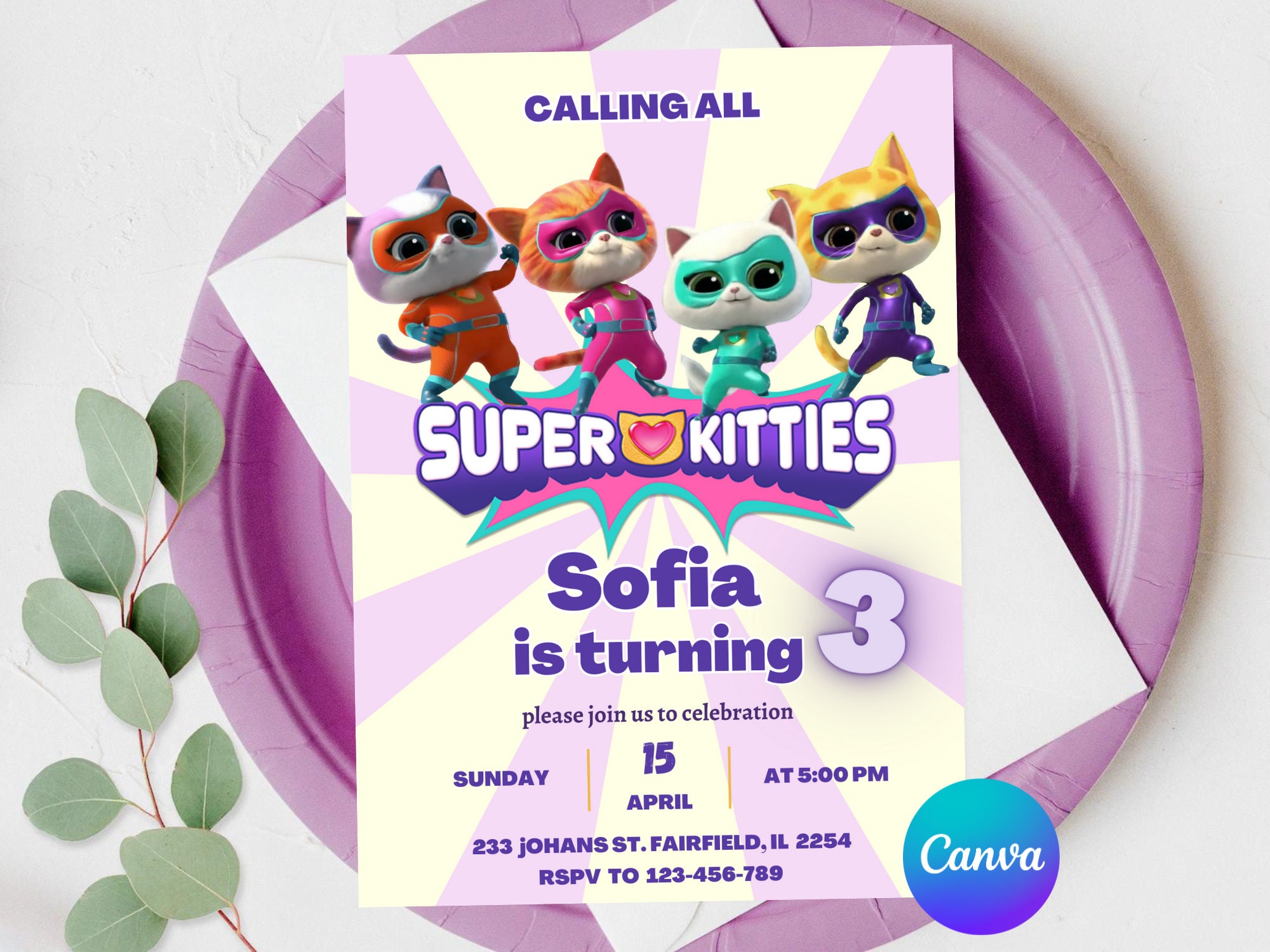 Super Kitties Invite SuperKitty Birthday SuperKitties Party - Etsy México