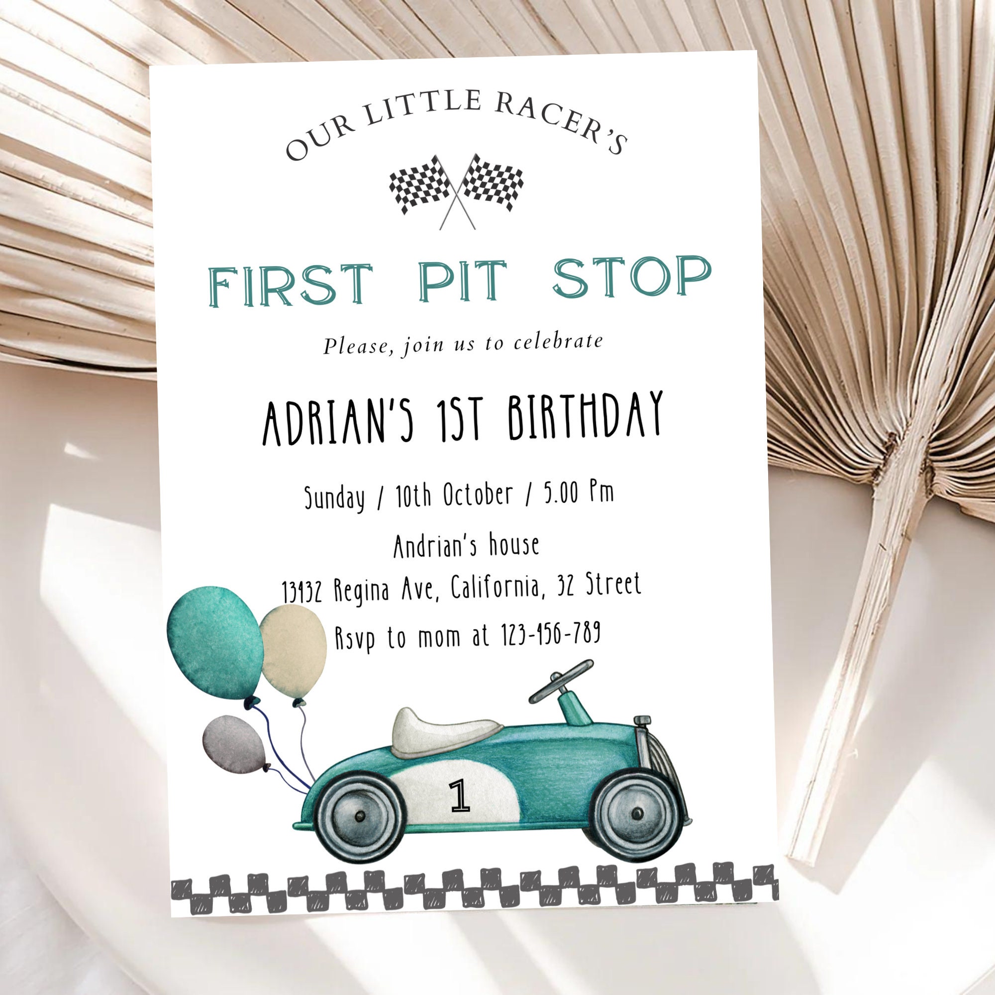 Race Car Invitation Racing 1st Birthday Invite Boy Racing - Etsy
