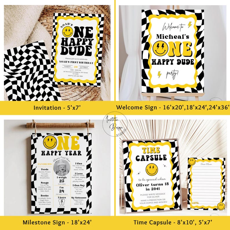 One Happy Dude Birthday Bundle Smiley Face Birthday Bundle One Cool ...