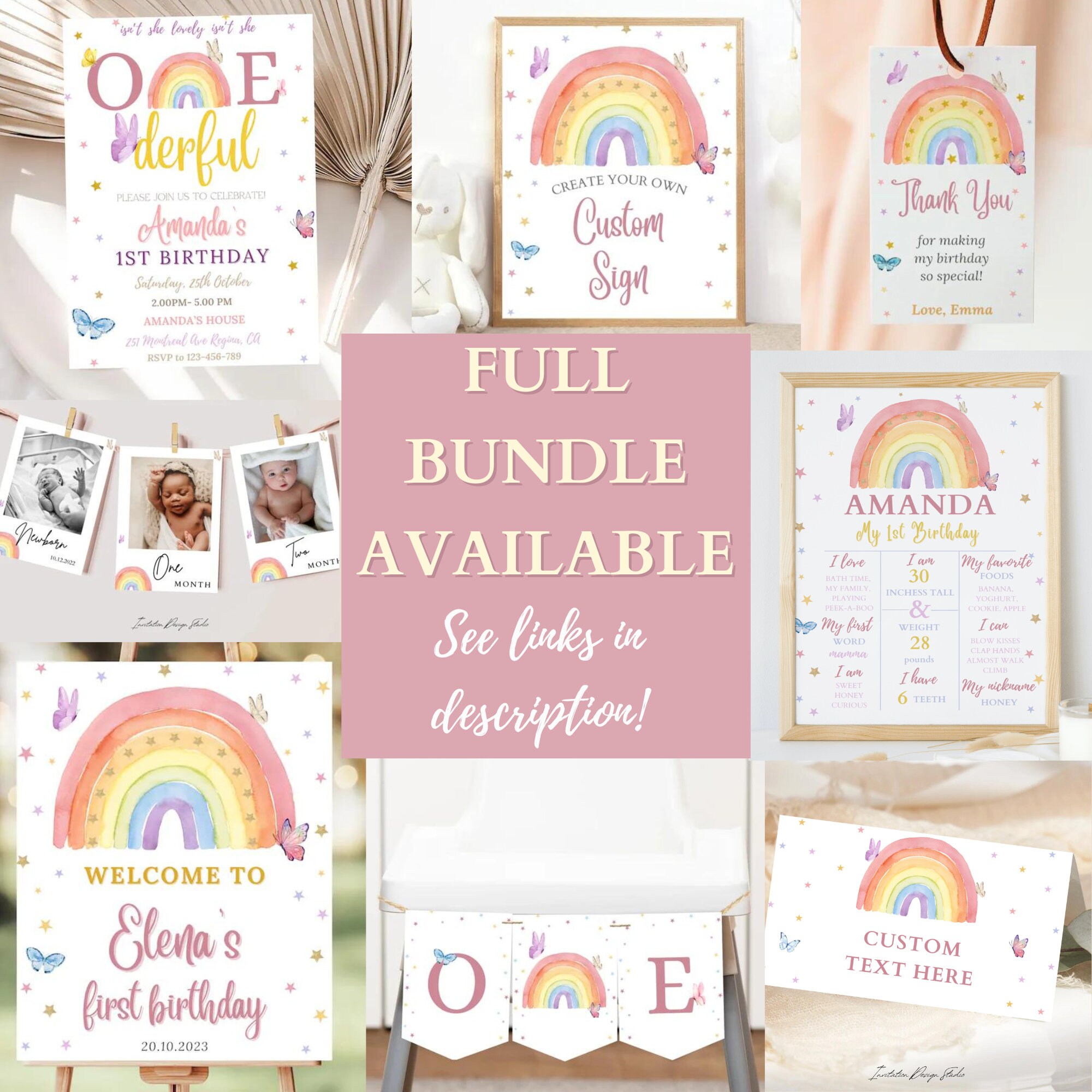 Editable Rainbow Birthday Place Cards - Customizable Food Tent Labels ...