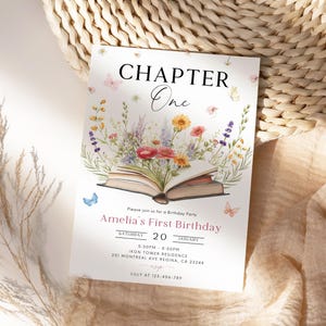 A New Chapter Begins Storybook First Birthday Invitation, One for the ...