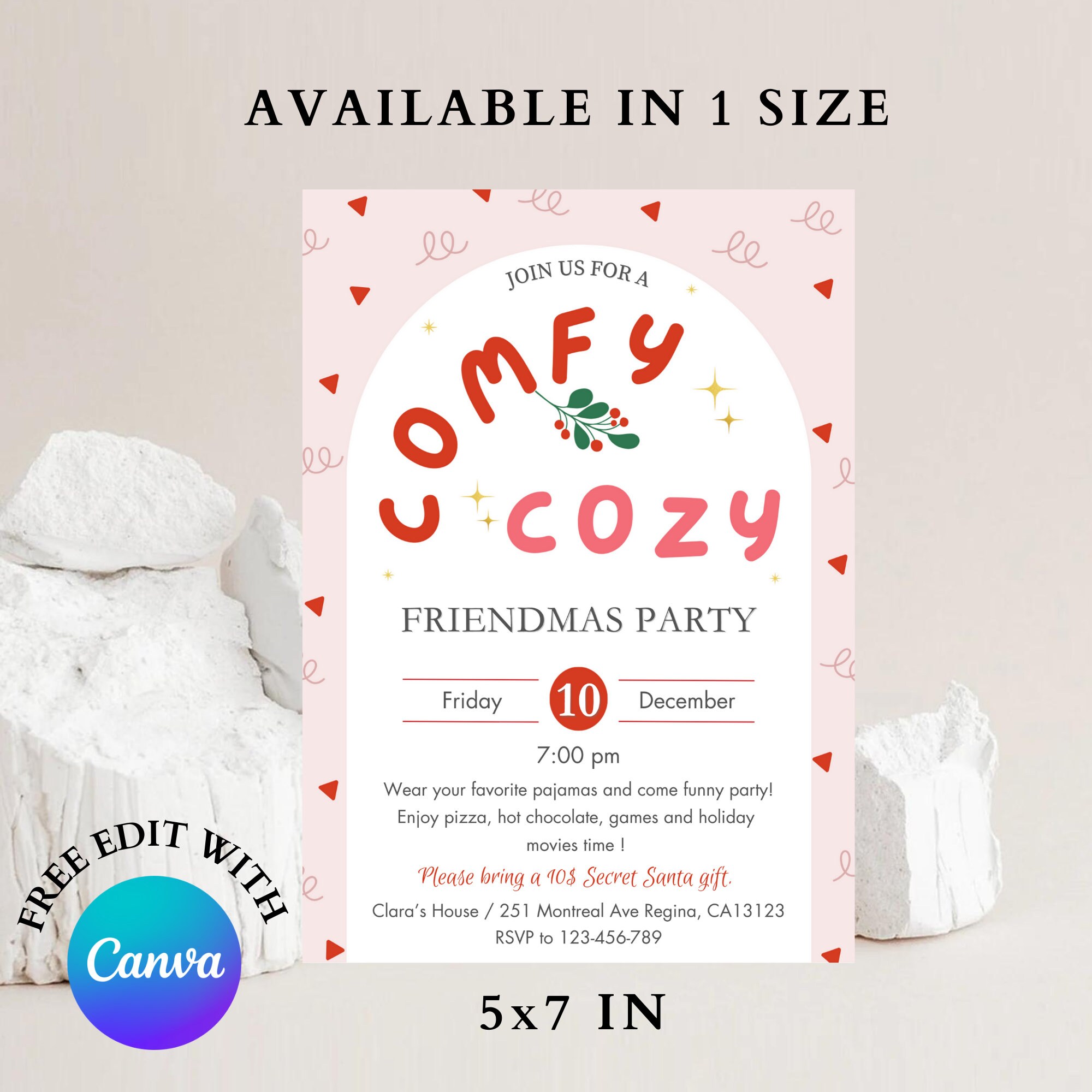 Comfy and Cozy Christmas Invite Comfy Cozy Friendsmas Party Invitation ...
