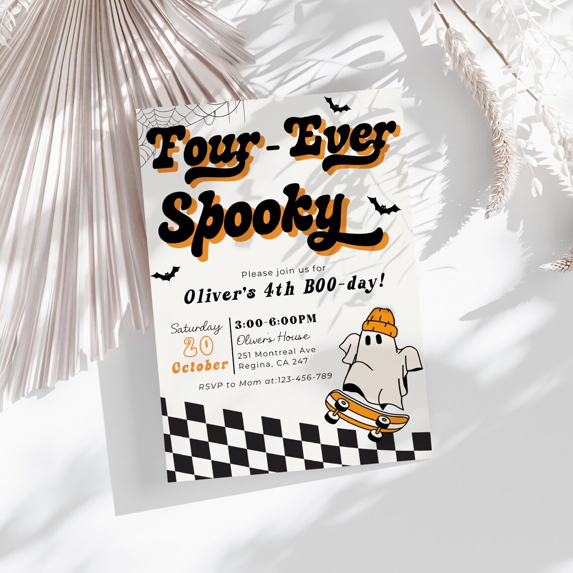 Four Ever Spooky Birthday Invitation Halloween Birthday Invitation 4th ...