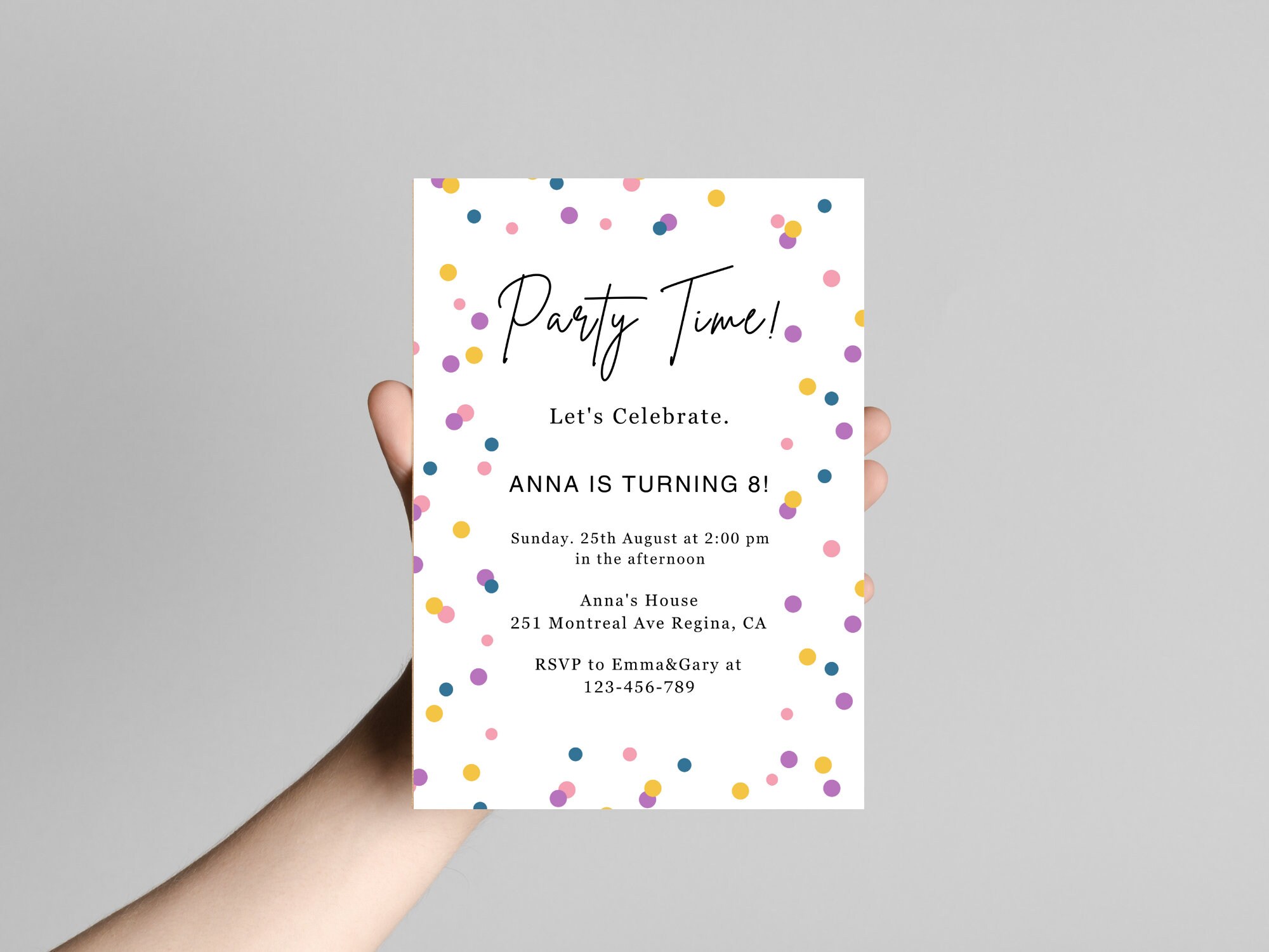 Colored Confetti Birthday Invitation Colored Invitation - Etsy