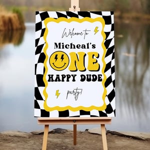 One Happy Dude Welcome Sign Lightning Bolt Smile Welcome Sign Smiley ...