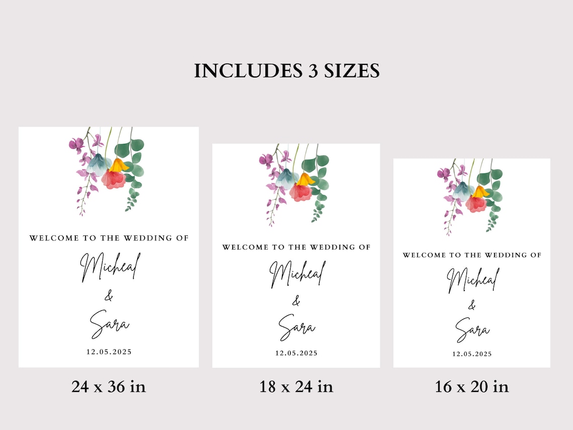 Flower Wedding Sign Flower Welcome Sign Wildflower Sign - Etsy