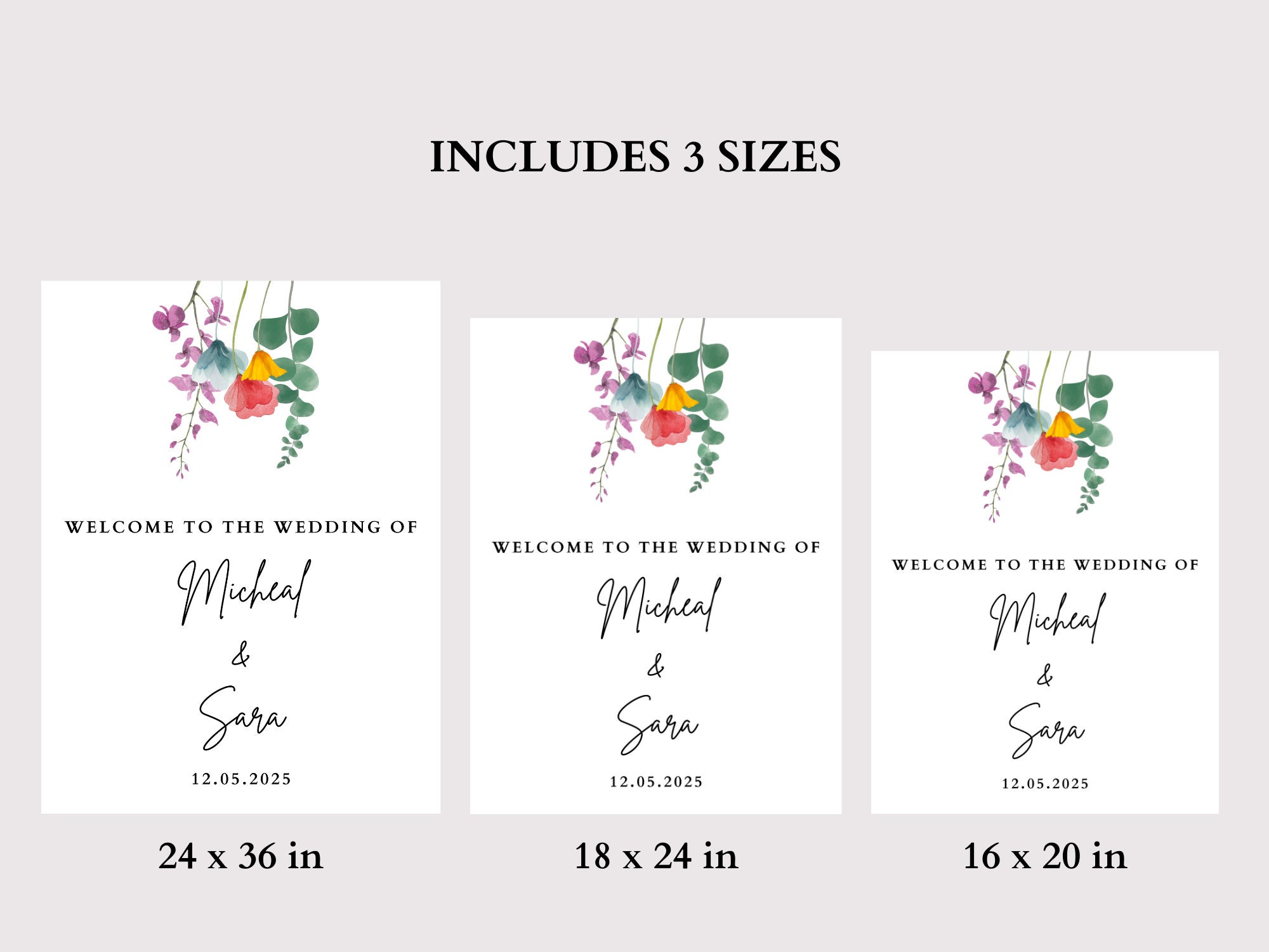 Flower Wedding Sign Flower Welcome Sign Wildflower Sign - Etsy