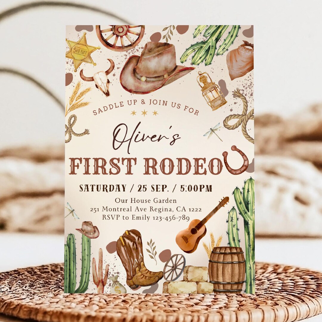 Invitación de cumpleaños para el primer rodeo Invitación de cumpleaños ...