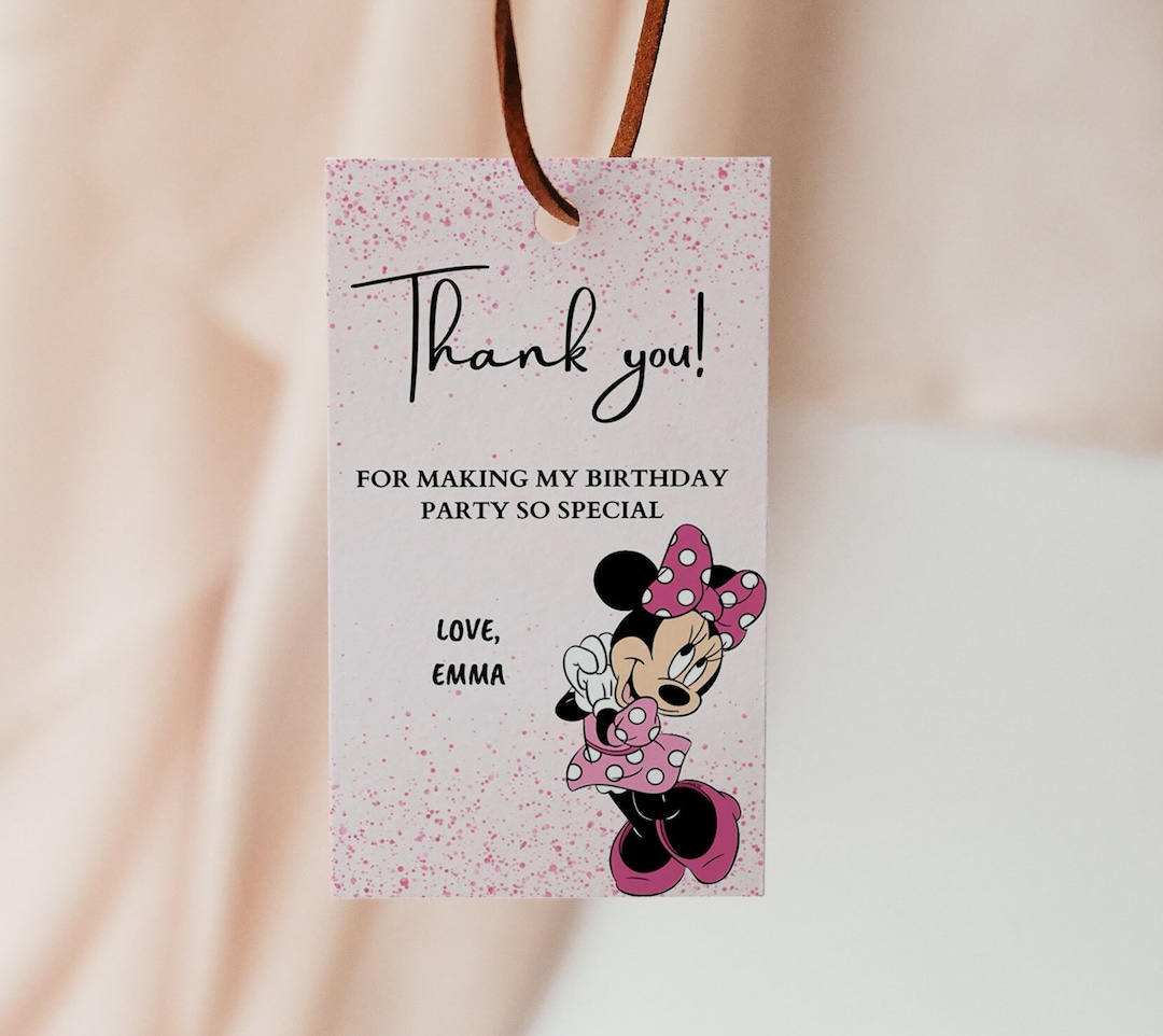 Minnie Mouse Tag Girl Thank You Tag Oh Toodles Birthday - Etsy