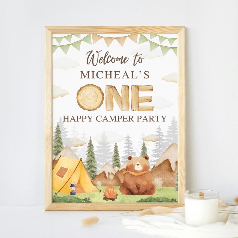 One Happy Camper Welcome Sign 1st Birthday Happy Camper Welcome Sign ...