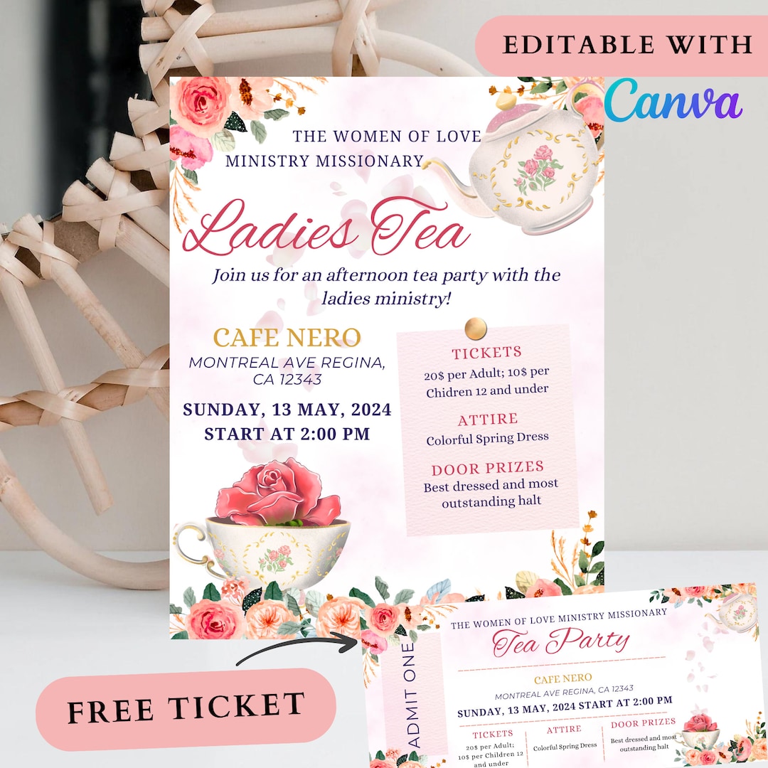 Ladies Tea Event Flyer Ladies Tea Event Ticket Women's Ministry Tea ...
