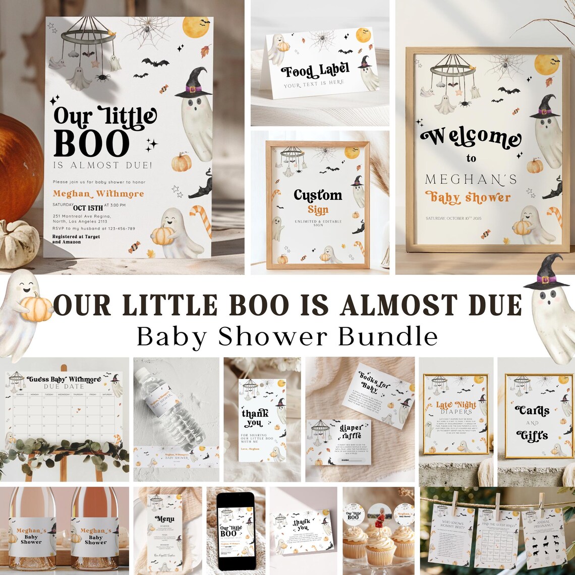 Our Little Boo Baby Shower Invitation Bundle, Our Little Boo is Almost ...