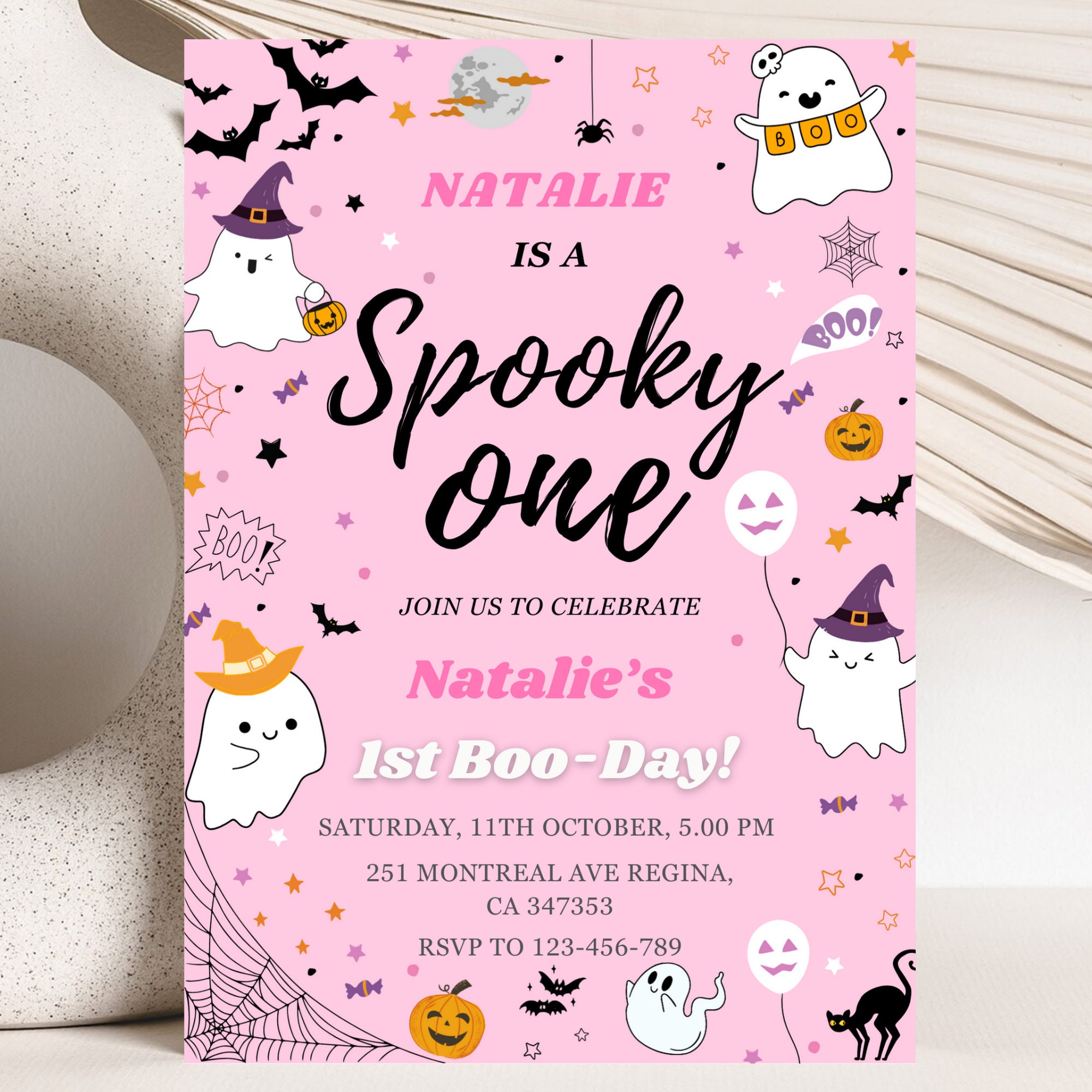 Editable Pink Spooky Invite One Spooky Invite Halloween Spooky - Etsy