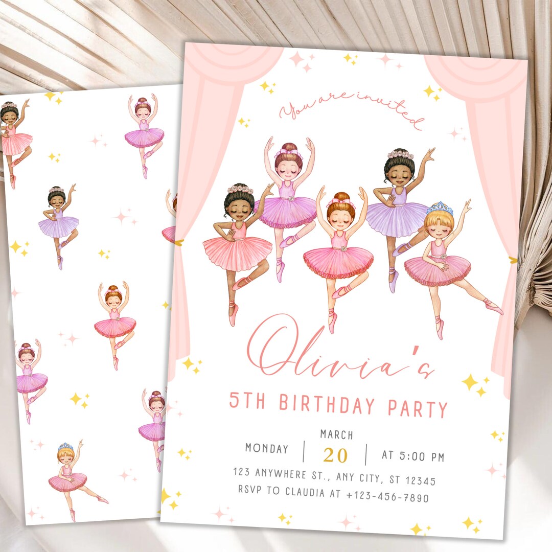 Editable Ballerina Birthday Invitation Ballerina Invitation Tutu Cute ...