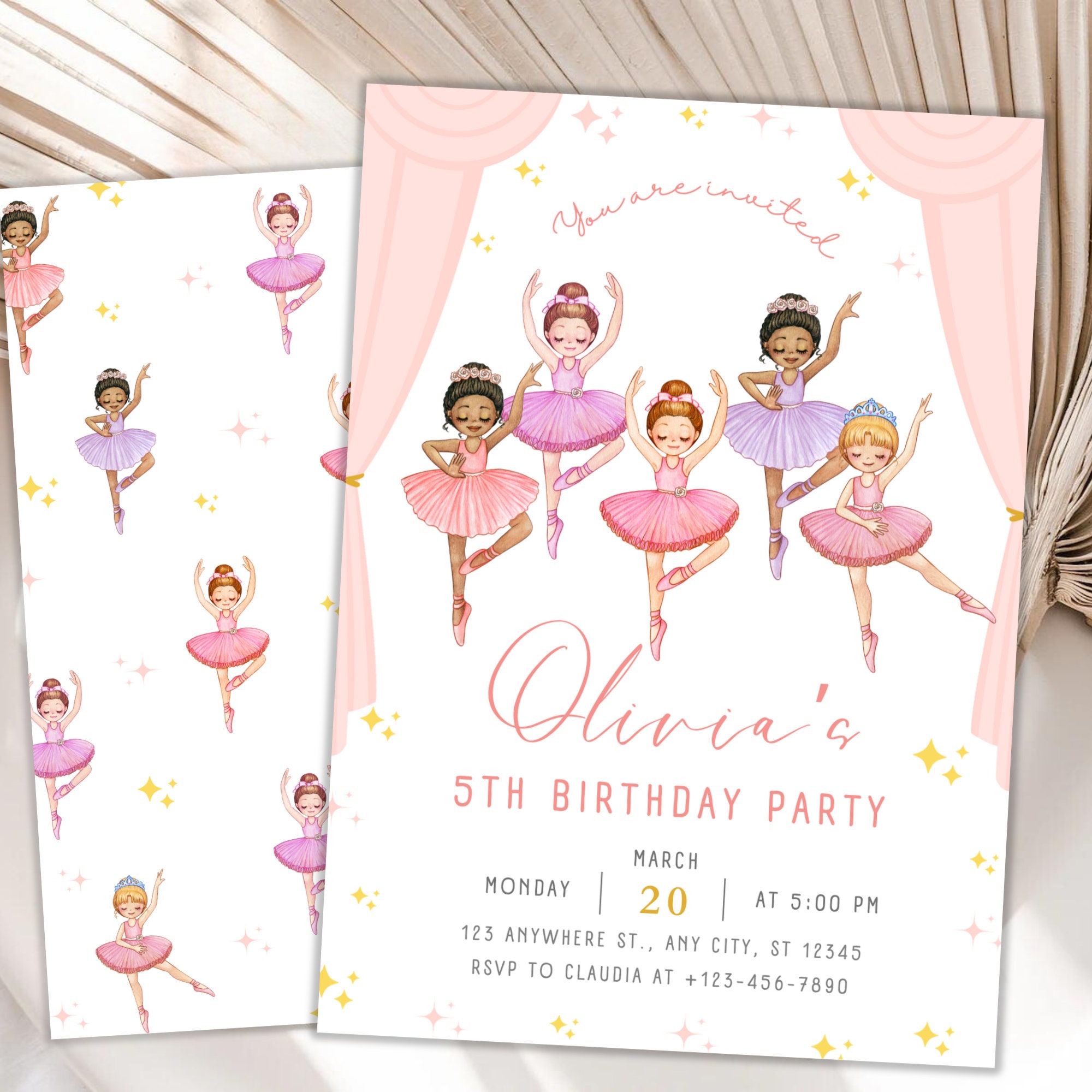 Editable Ballerina Birthday Invitation Ballerina Invitation Tutu Cute ...