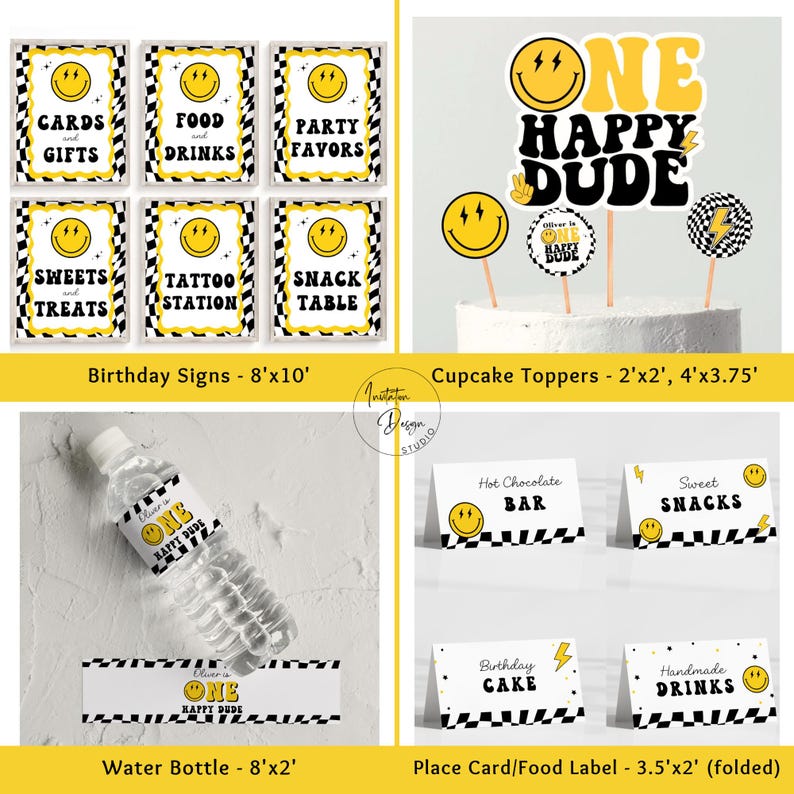 One Happy Dude Birthday Bundle Smiley Face Birthday Bundle One Cool ...