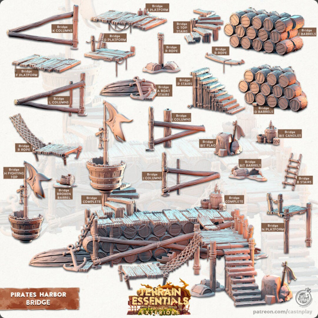 Pirate's Harbor Full Set Terrain Essentials 3D Scenery D&D Dnd Fantasy ...