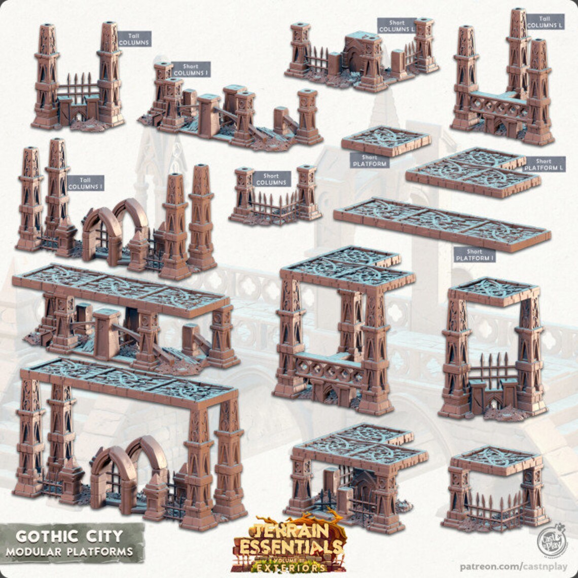 Gothic City Full Set Terrain Essentials 3D Scenery D&D Dnd Fantasy ...