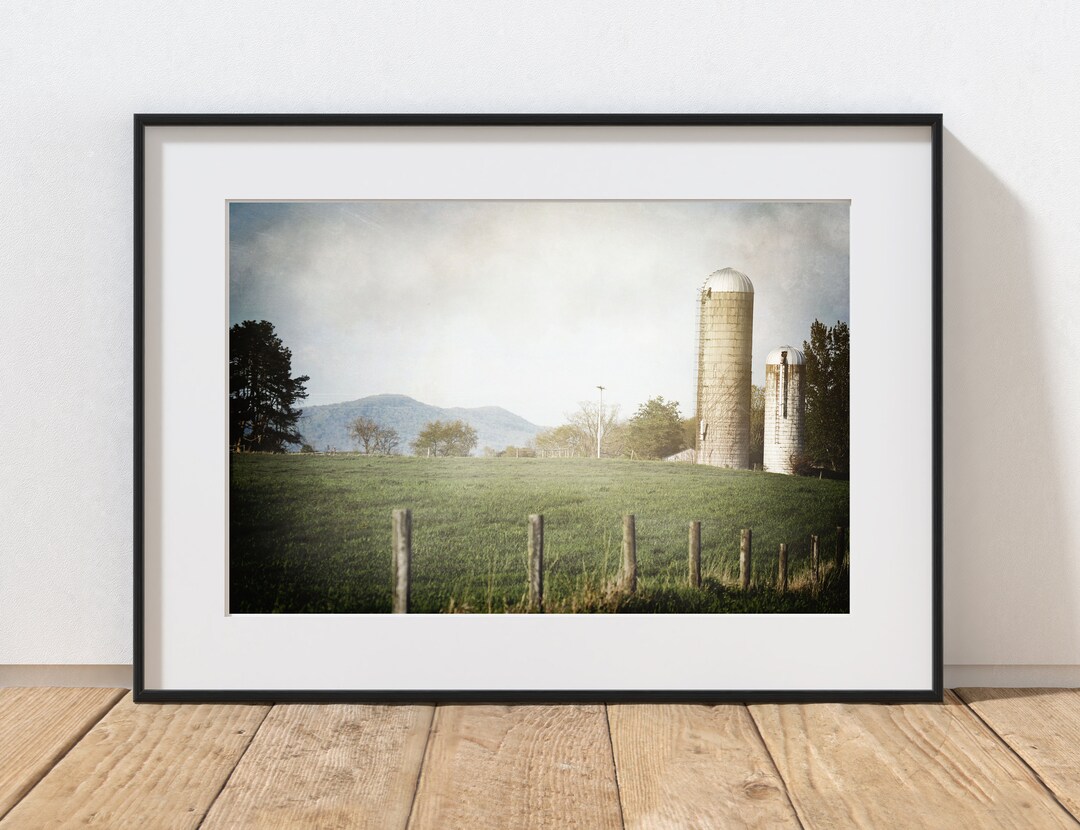Farm Photography Print, Rustic Farmhouse Decor, Home Decor, Barn Silos ...