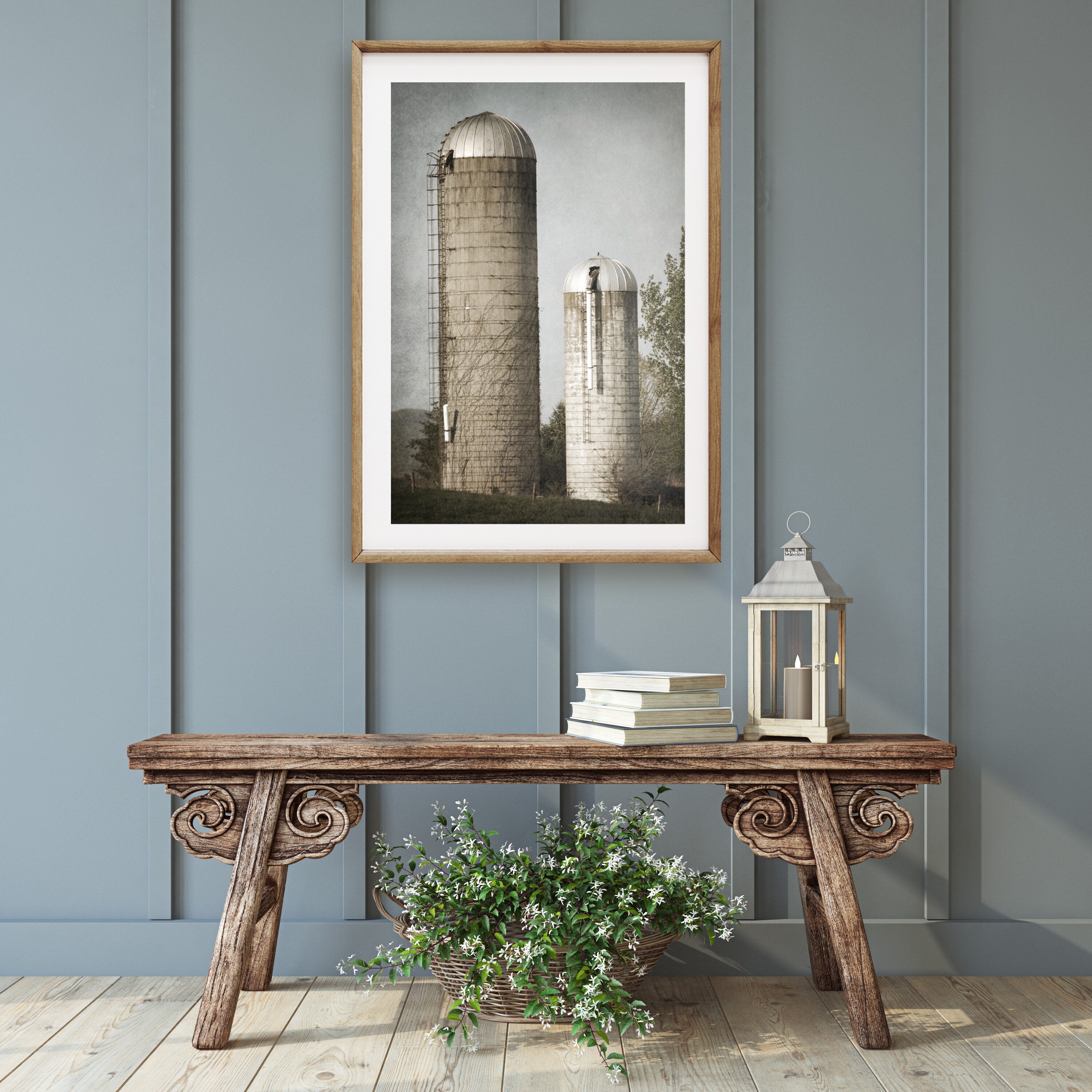 Barn Silos Photography Print, Rustic Farmhouse Decor, Farm Wall Art ...