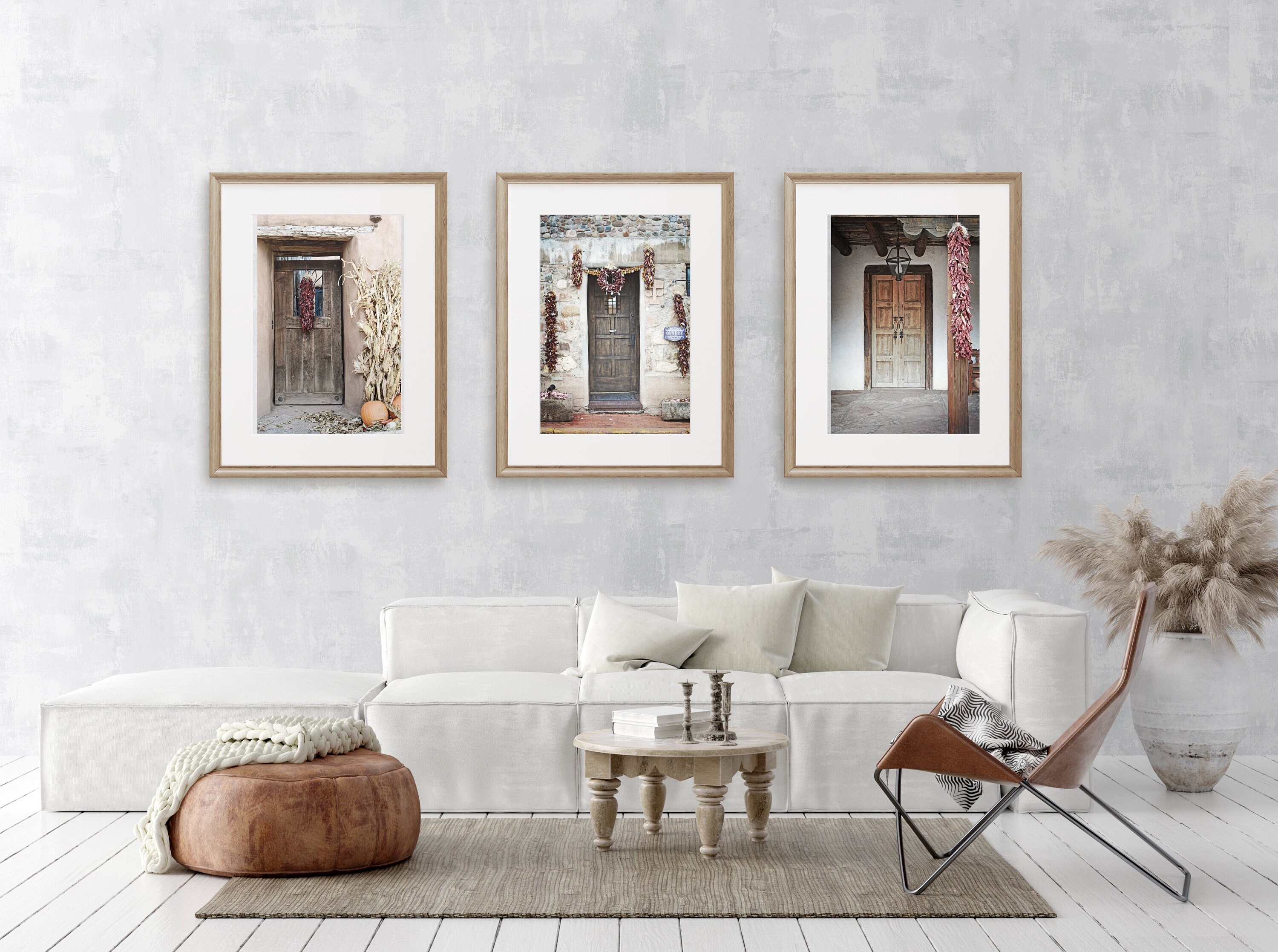 Southwest Doors Prints Set, Set of 3, Rustic Home Decor, Red Chilis ...