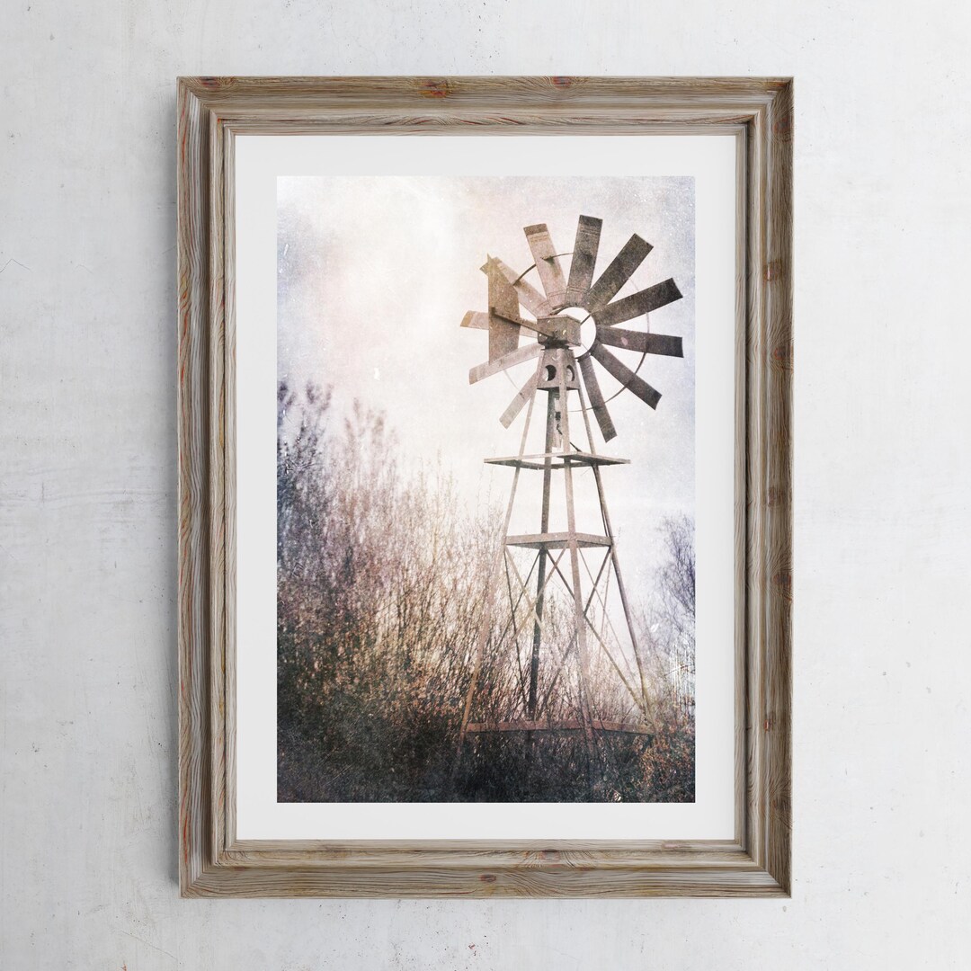 Windmill Photography Print, Farmhouse Decor, Rustic Home Decor, Old ...