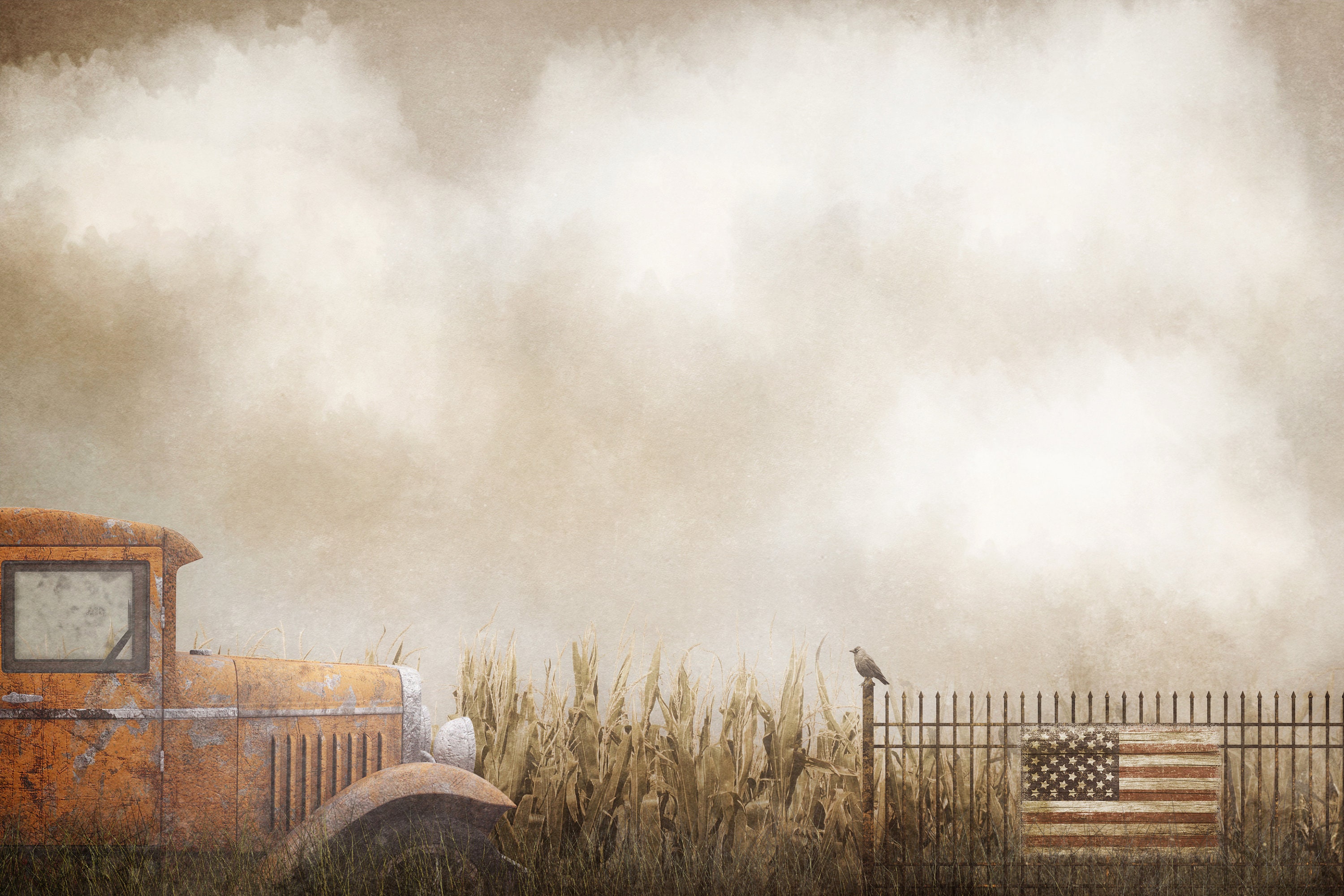 Vintage Farm Truck Photography Print, Rustic Farmhouse Decor, Cornfield ...