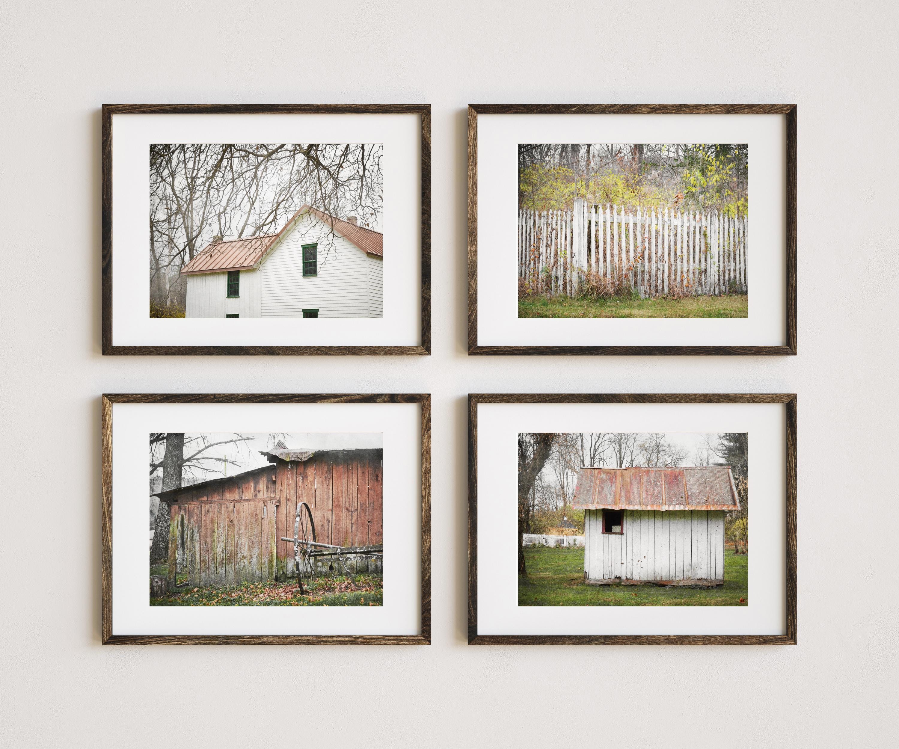 Farmhouse Photography Prints, Set of 4 Photos, Rustic Home Decor, Old ...