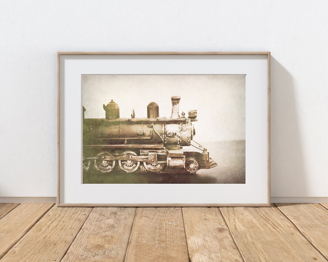 Vintage Toy Train Photography Print, Rustic Farmhouse Decor, Nursery ...