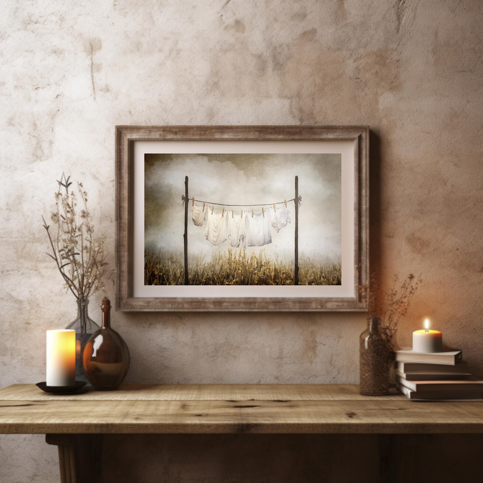 Clothesline Photography Print, Farmhouse Decor, Rustic Home Decor ...