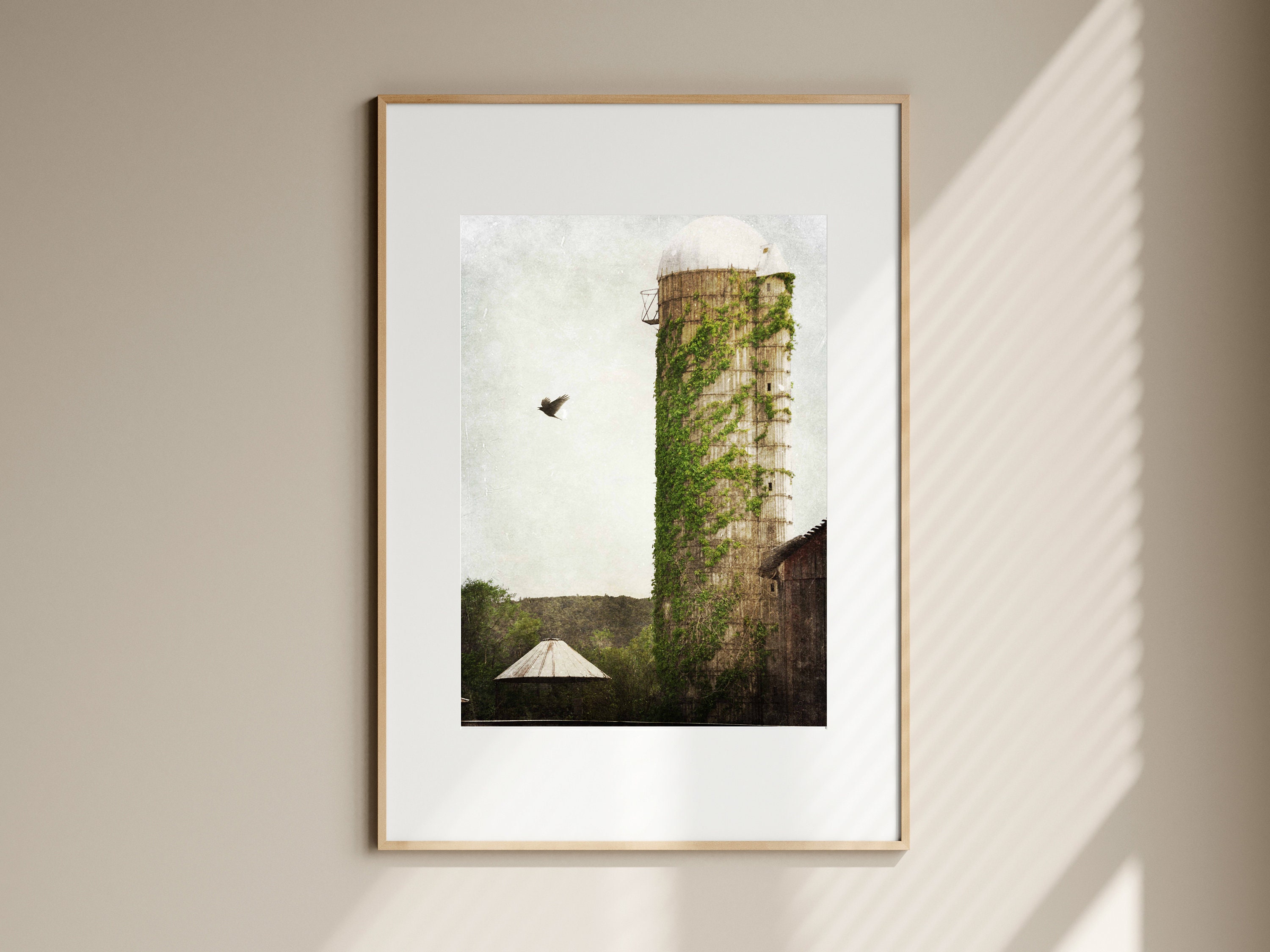 Barn Silo Photography Print, Rustic Farmhouse Decor, Home Decor, Ivy ...