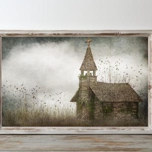 Country Church Photography Print, Farmhouse Decor, Digital Art, Rustic ...