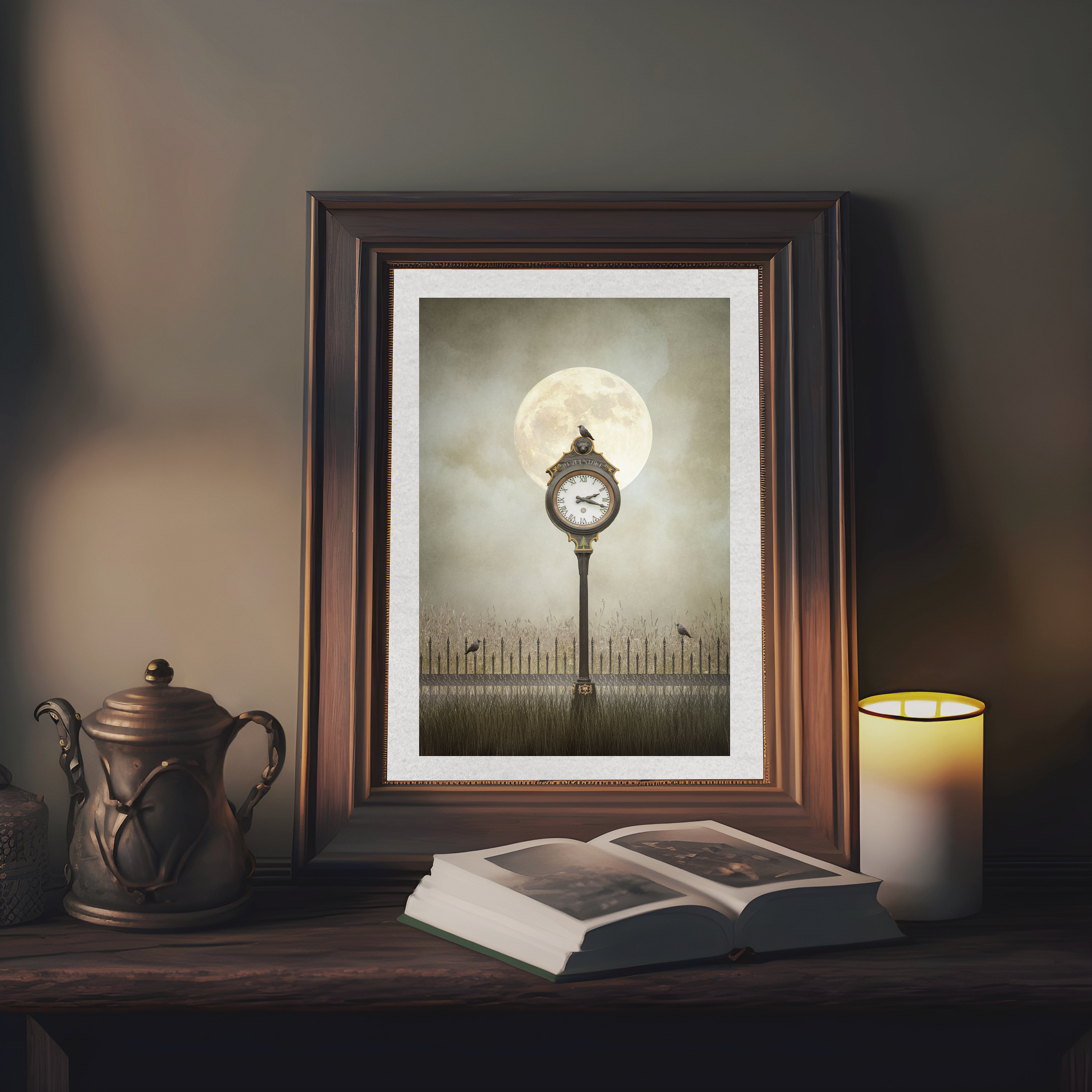 Vintage Clock Photography Print, Digital Art, Whimsical Art, Victorian ...