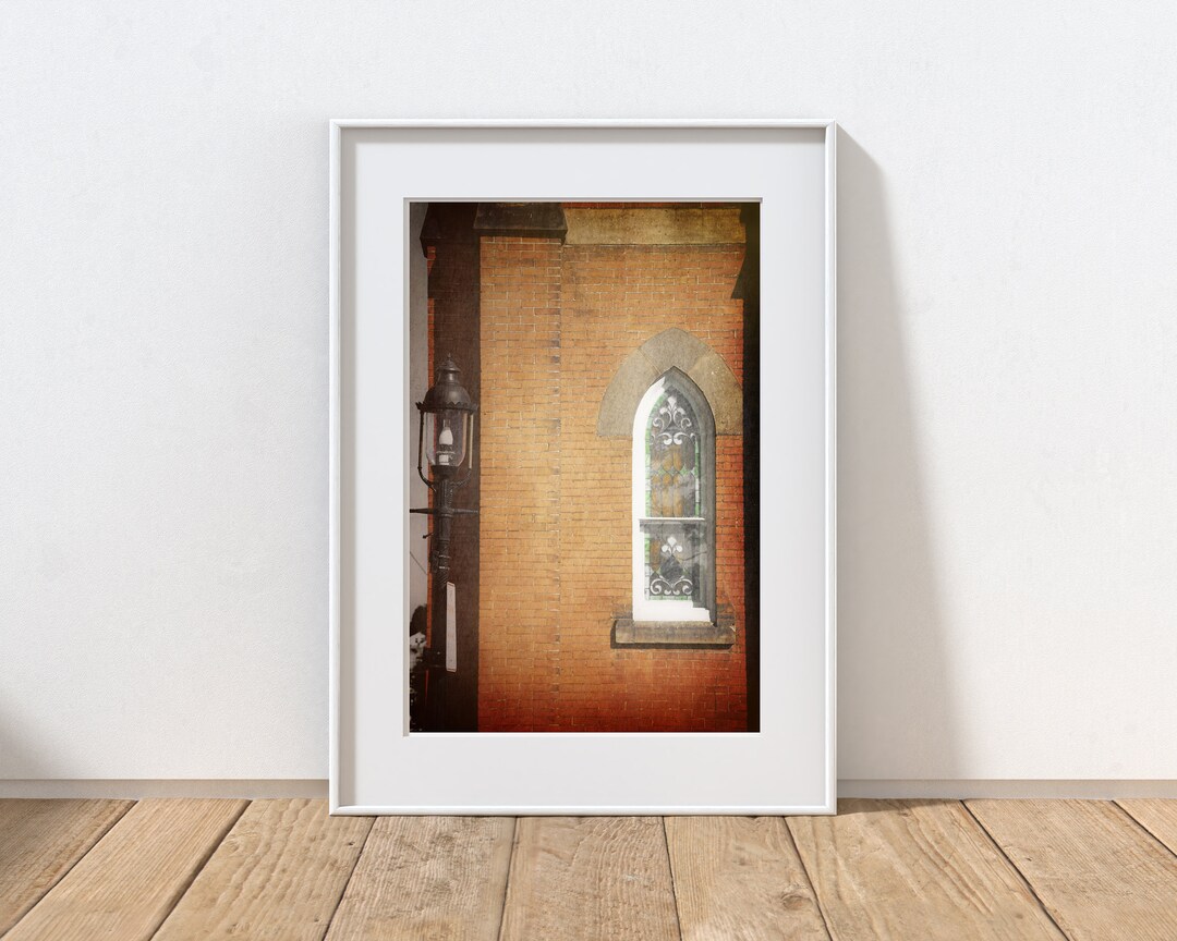 Church Window Photography Print, Rustic Farmhouse Decor, Stained Glass ...