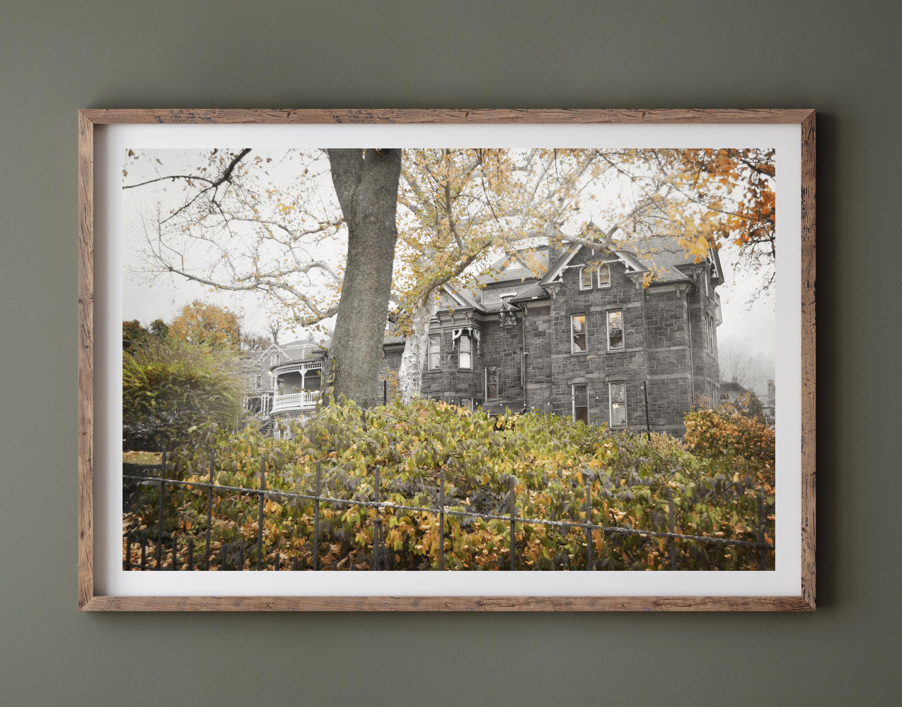 Victorian Mansion Photography Print, Farmhouse Decor, Fall Foliage ...