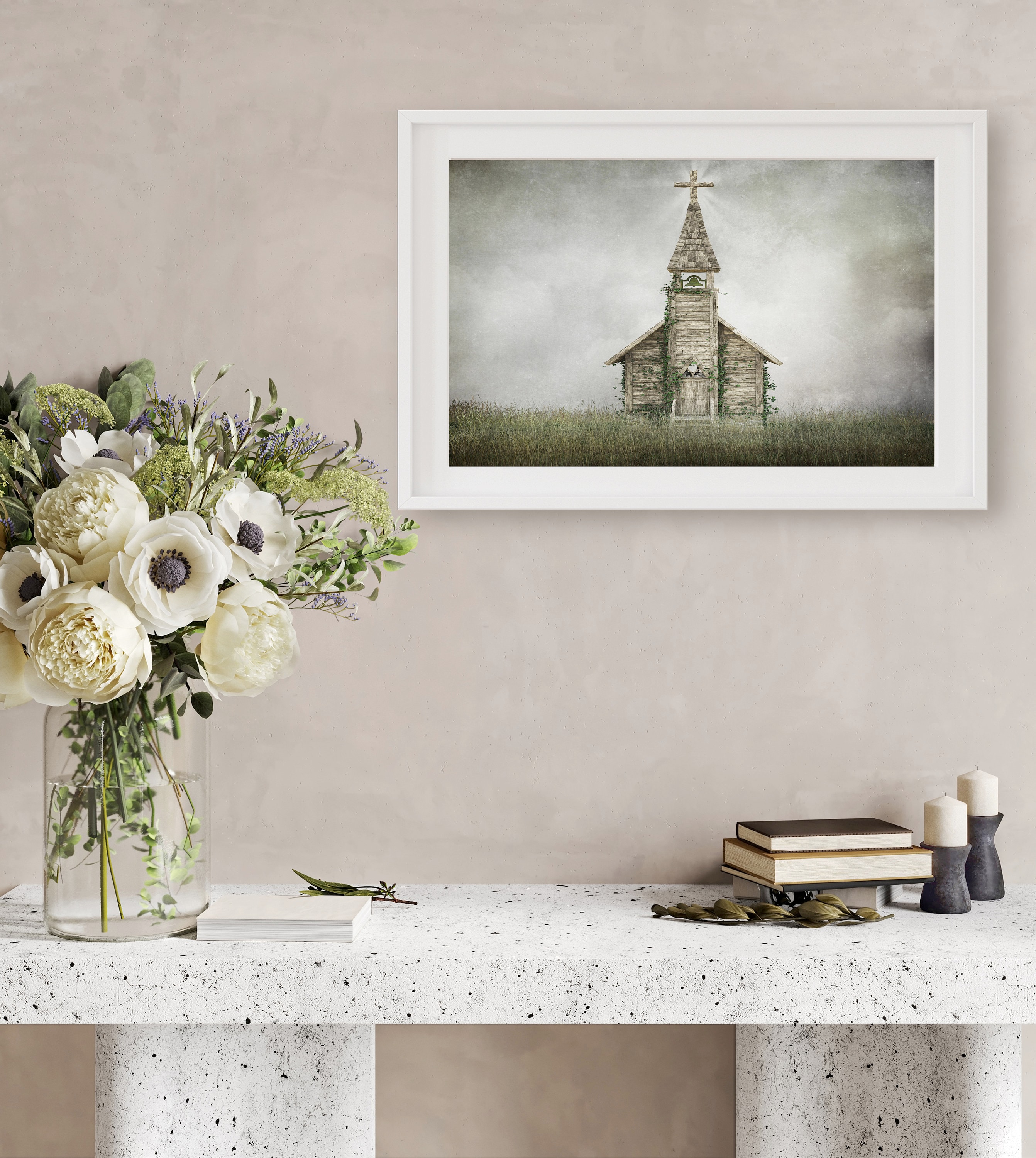 Church Photography Print, Digital Art, Chapel Art, Rustic Home Decor ...