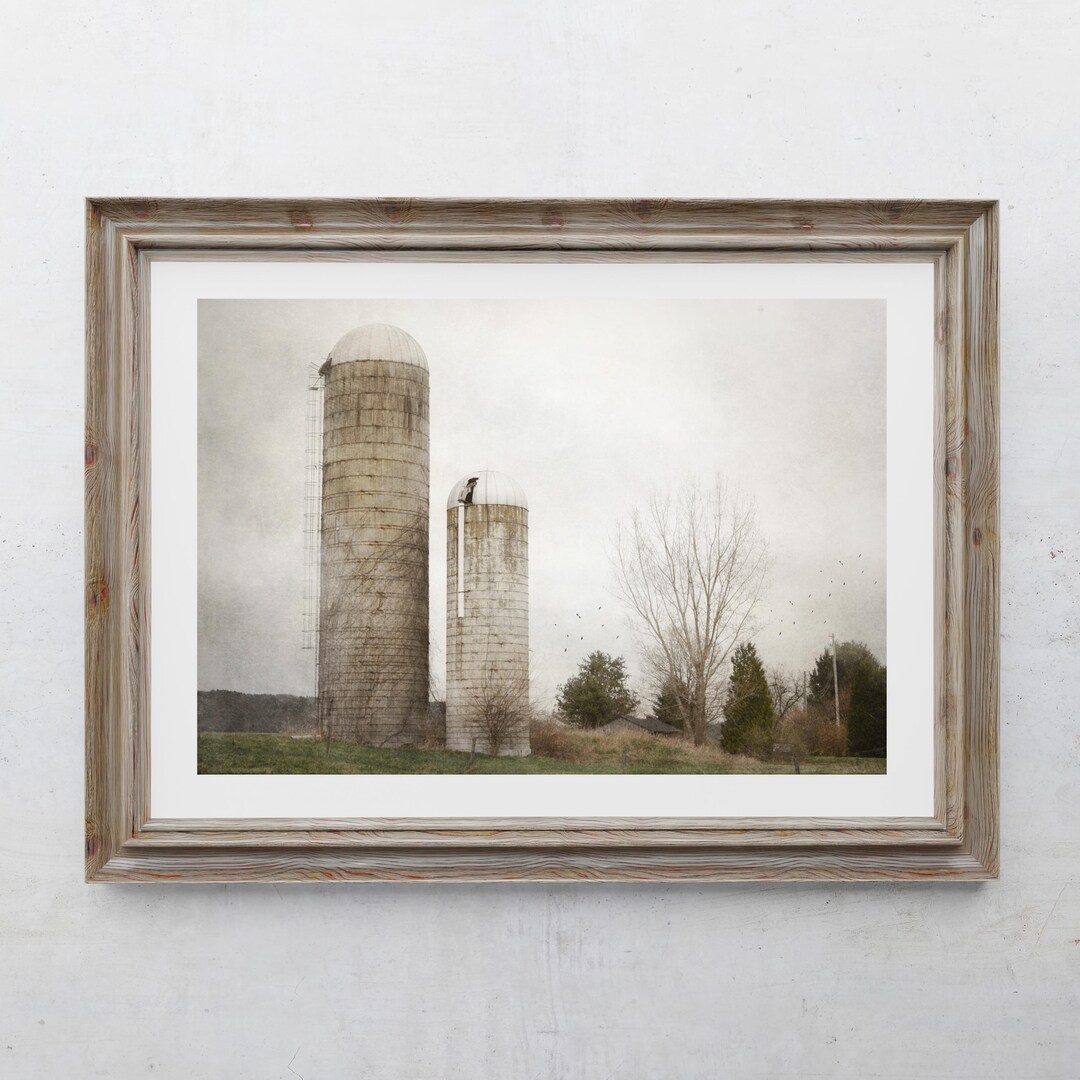 Old Silos Photography Print, Farmhouse Decor, Rustic Home Decor ...