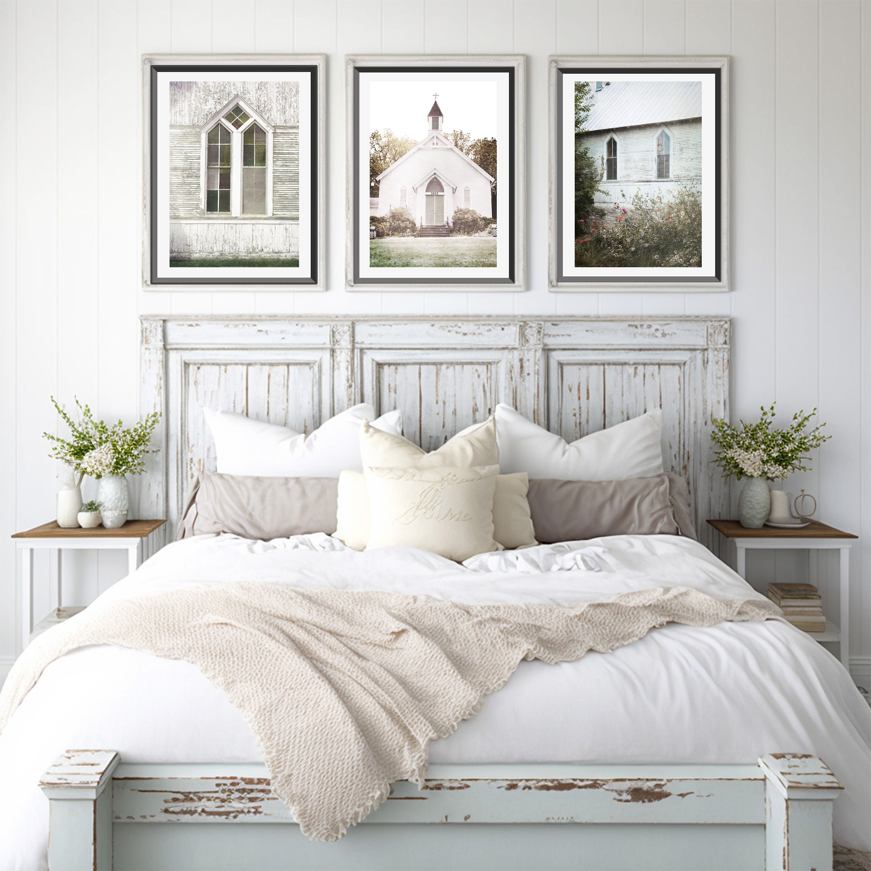 Country Churches Photography Prints, Set of 3 Prints, Rustic Farmhouse ...