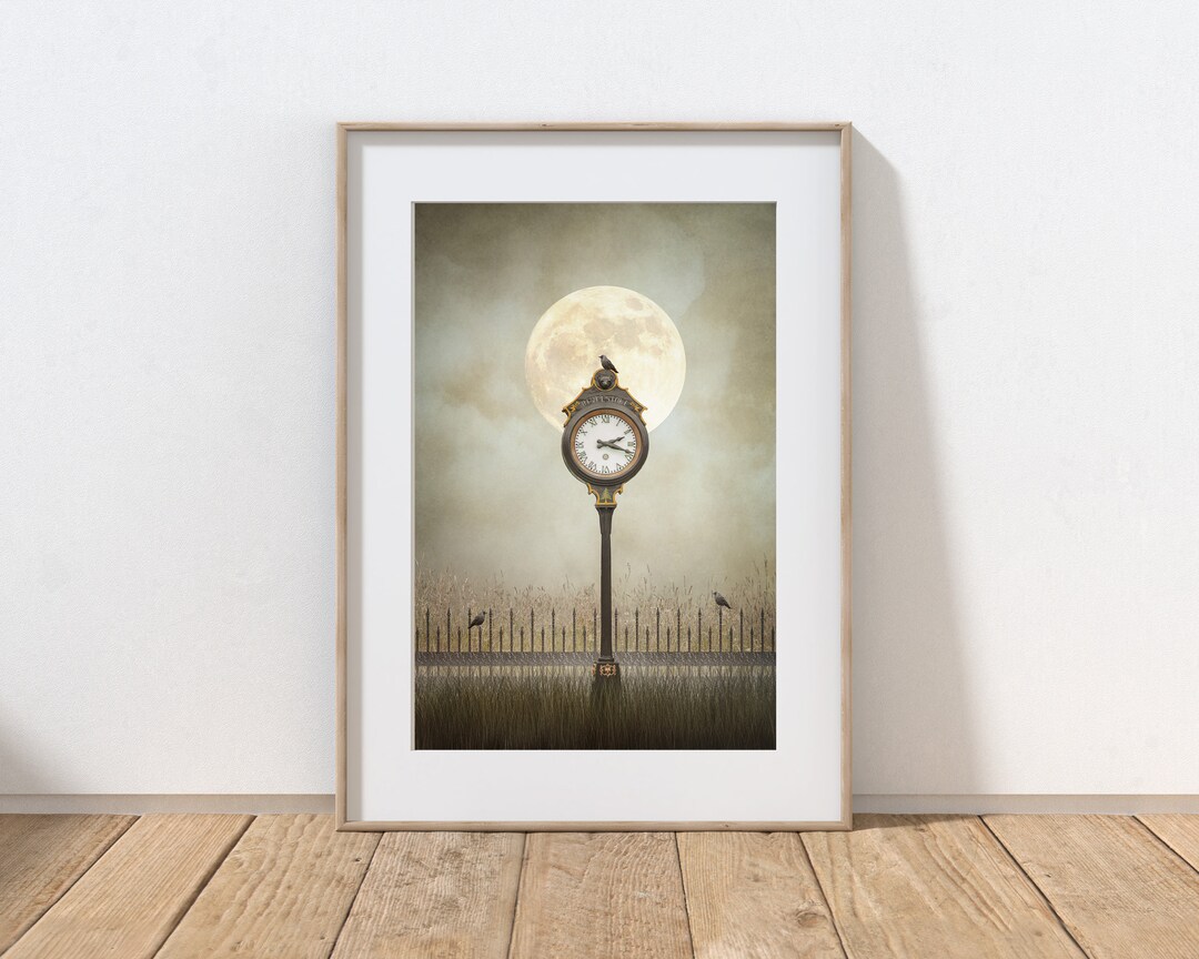 Vintage Clock Photography Print, Digital Art, Whimsical Art, Victorian ...