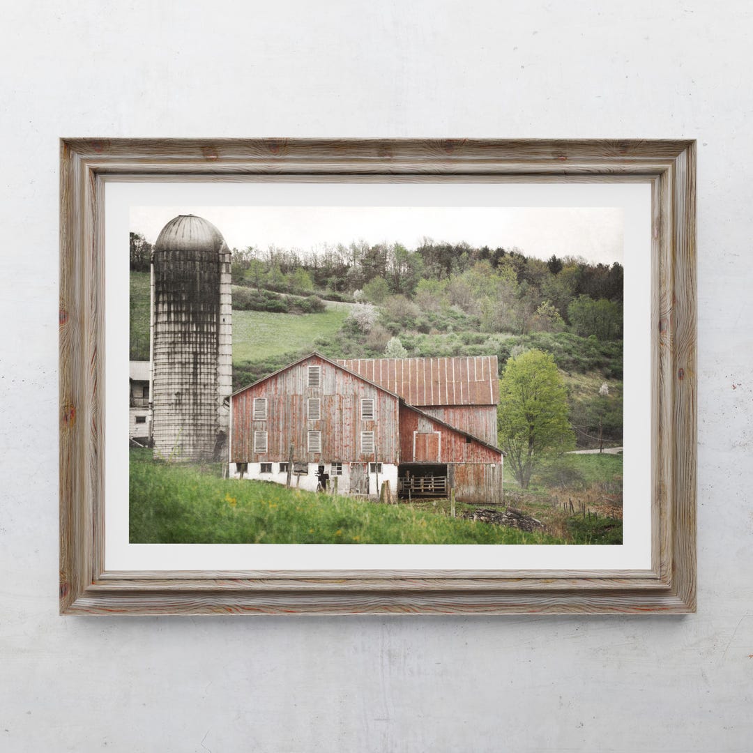 Barn Photography Print, Farmhouse Decor, Rustic Home Decor, Old Silos ...